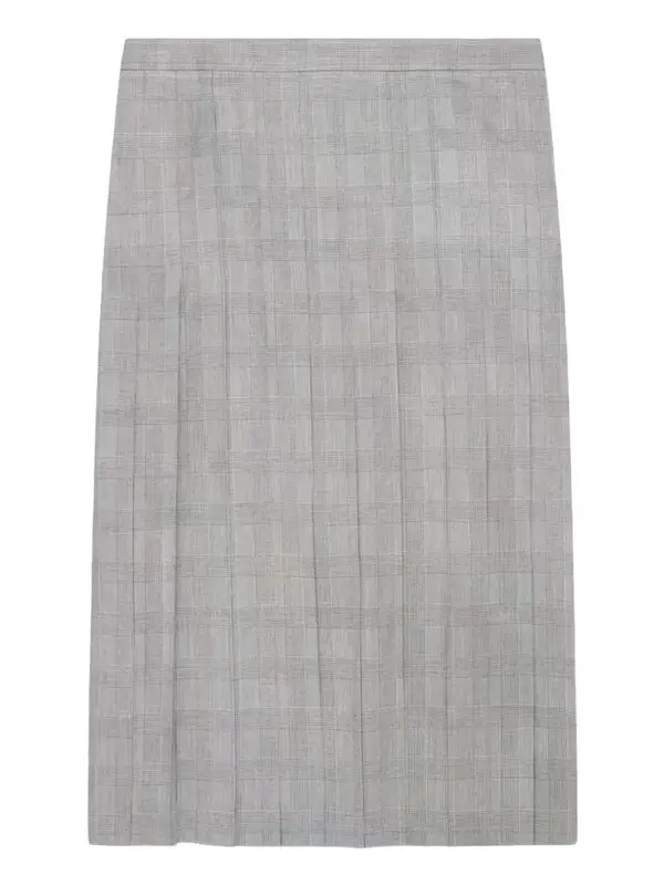 Junya Watanabe Pleated Prince-of-wales Check Midi Skirt - Grey