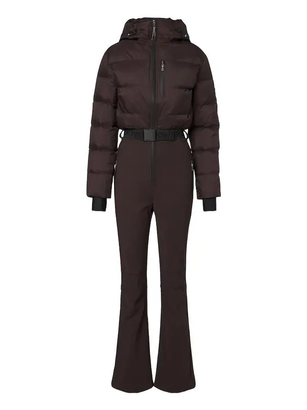 YVES SALOMON Hooded Down Ski Suit - Brown