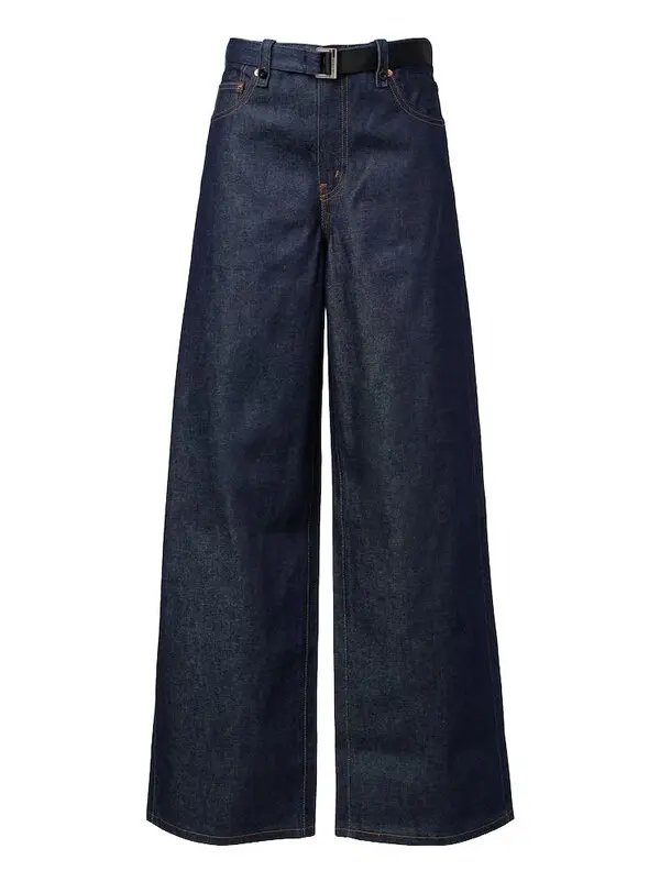Sacai Belted Wide-leg Jeans - Blue