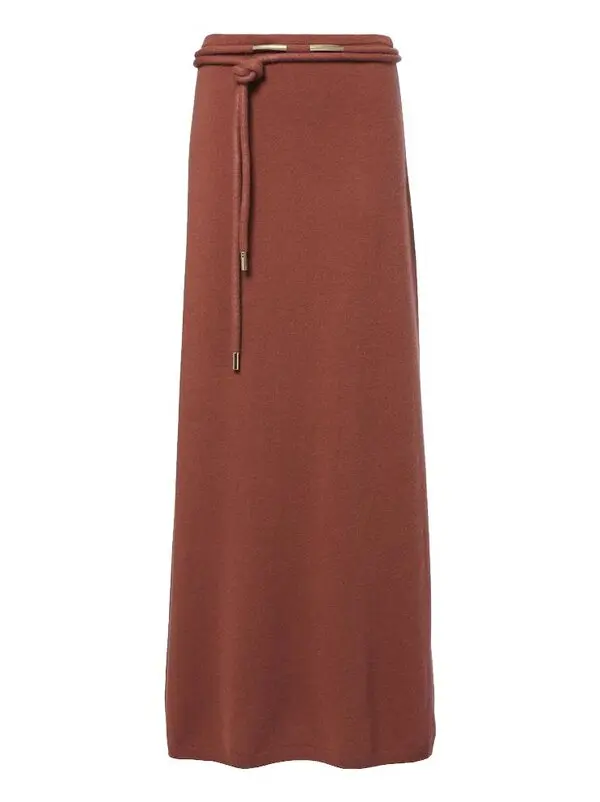 Max Mara Knitted Cashmere Maxi Skirt - Burgundy