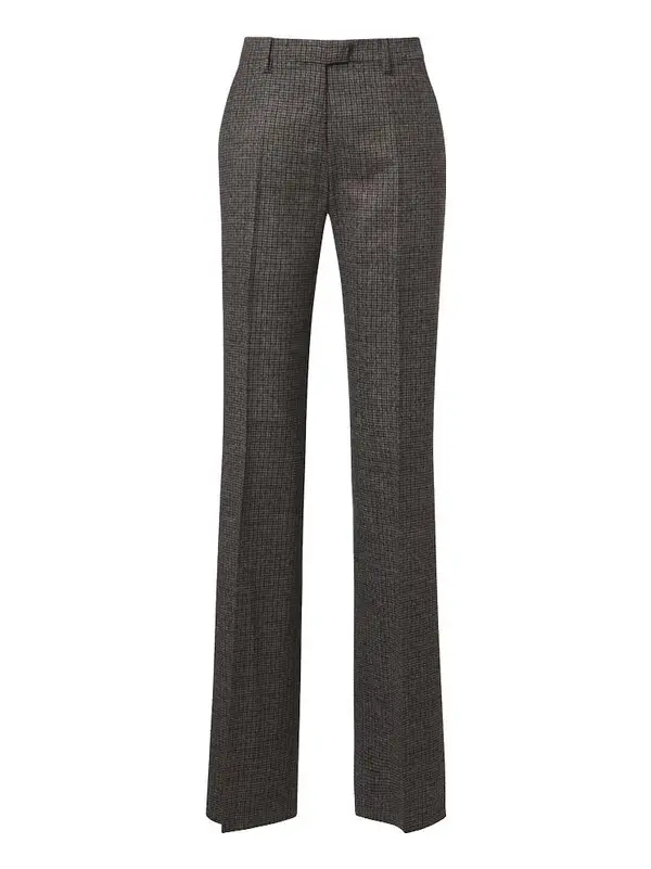 Etro Checked Wool Straight Pants - Grey
