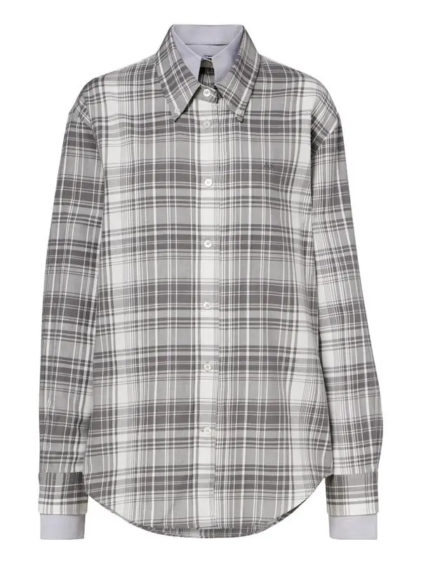 Acne Studios Checked Layered Cotton Flannel Shirt - Grey