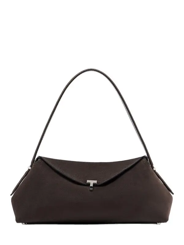 TOTEME T-lock Medium Suede Shoulder Bag - Brown