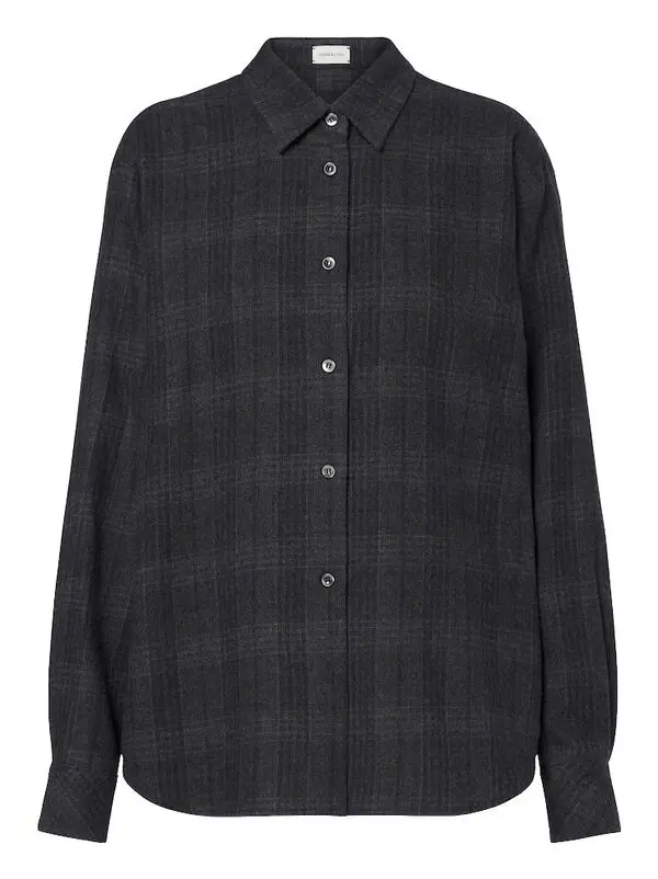 Magda Butrym Plaid Virgin Wool Shirt - Grey