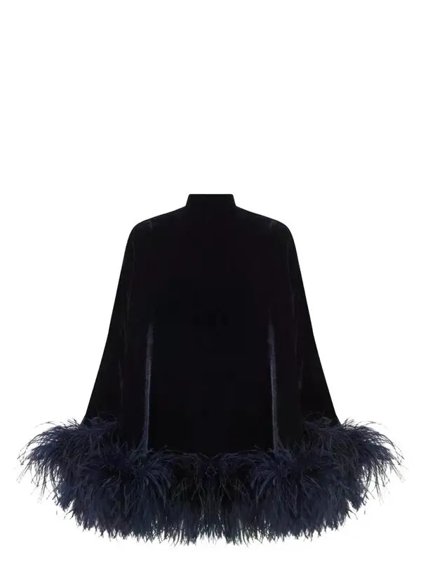 TALLER MARMO Vegas Feather-trim Velvet Mini Dress - Blue
