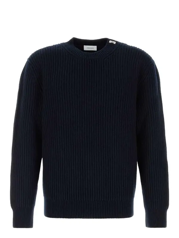 FERRAGAMO Midnight Wool Blend Sweater - Blue