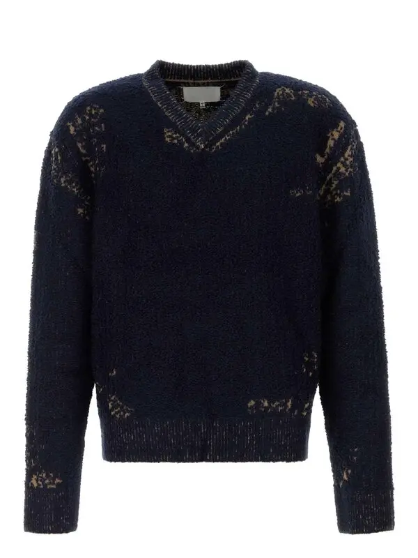 MAISON MARGIELA Navy Cotton Blend Sweater - Blue