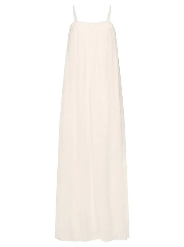 TWP Shirred Linen-blend Column Dress - Ivory
