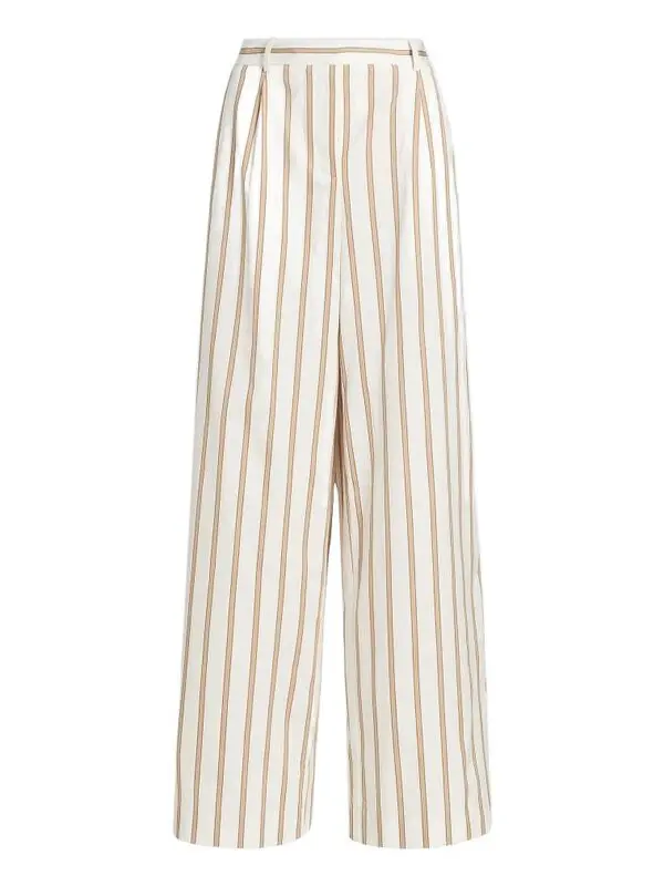 TWP Hudson Striped Cotton Wide-leg Pants - White Khaki