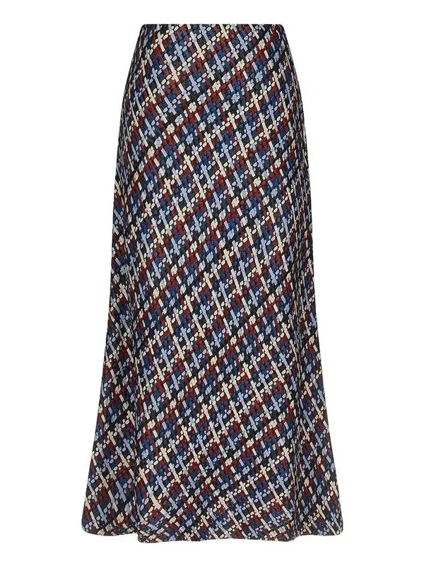 TWP Woven Leather A-line Midi-skirt - Blue Multi