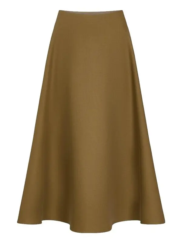 TWP Full Sweep Circle Double-canvas Cotton A-line Midi Skirt - Kangaroo