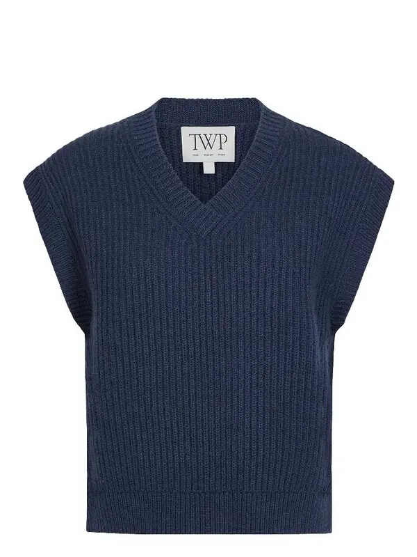 TWP Trying My Vest Cashmere Sweater Vest - Blue Nights