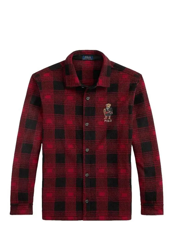 Polo Ralph Lauren Polo Bear Plaid Fleece Shirt Jacket - Red