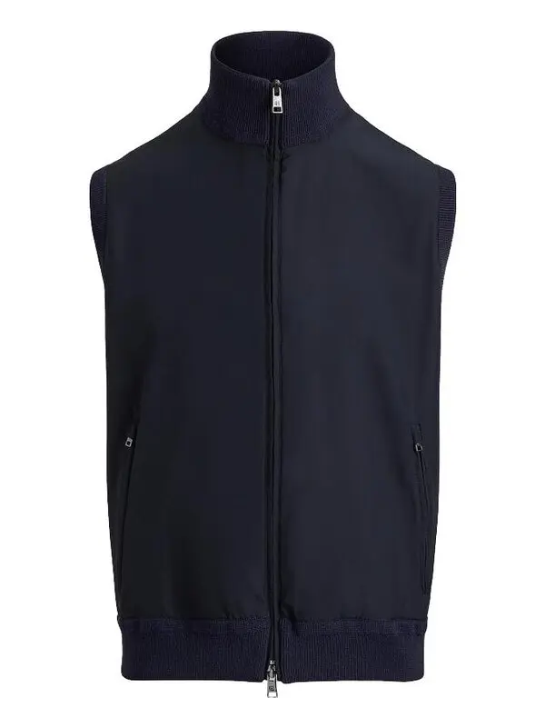Ralph Lauren Purple Label Hybrid Full-zip Sweater Vest - Classic Chairman Navy