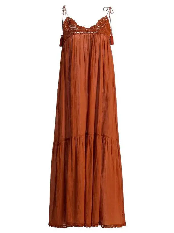 Ulla Johnson Linnea Cotton V-neck Midi-dress - Sienna
