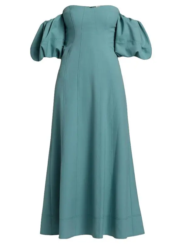 Ulla Johnson Ninia Off-the-shoulder Midi-dress - Ocean