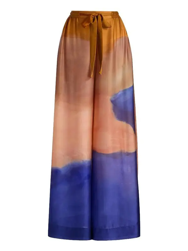 Ulla Johnson Julien Tie-dye Silk Wide-leg Pants - Moontide