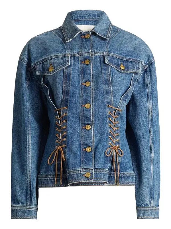 Ulla Johnson The Noemi Lace-up Denim Jacket - Danube