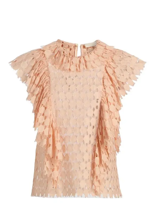 Ulla Johnson Daevy Lace Ruffle Top - Blush