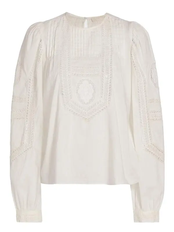 Ulla Johnson Marlowe Open-work Cotton Top - Pristine