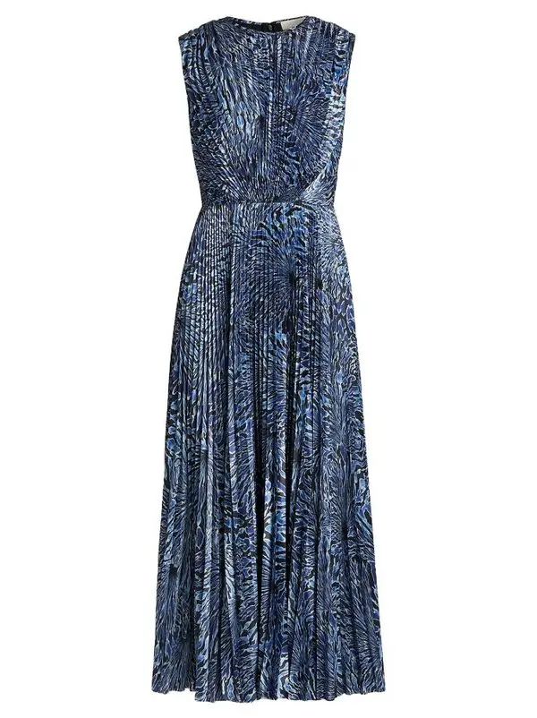 Ulla Johnson Malin Pleated Satin Midi Dress - Lapis