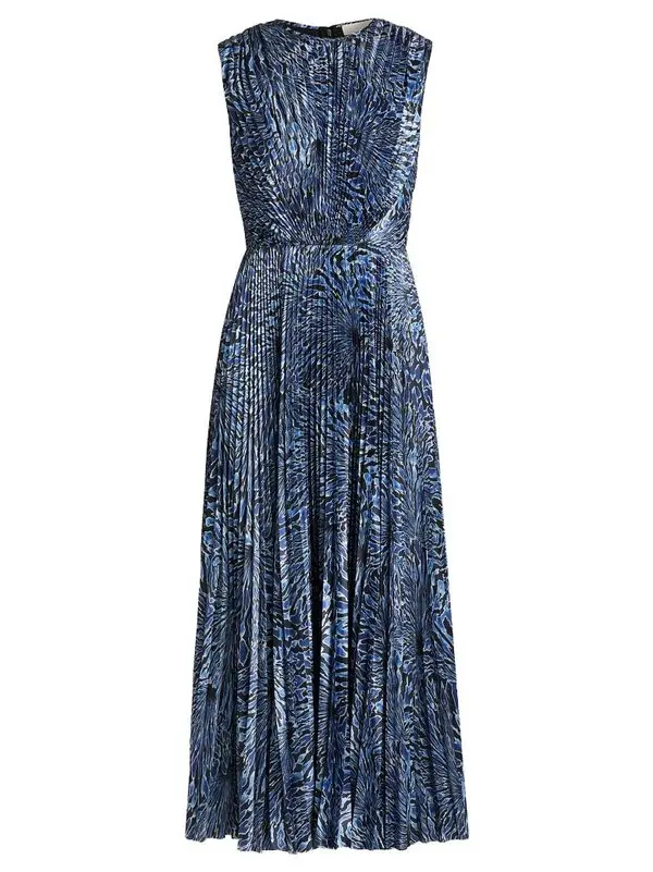 Ulla Johnson Malin Pleated Satin Midi-dress - Lapis