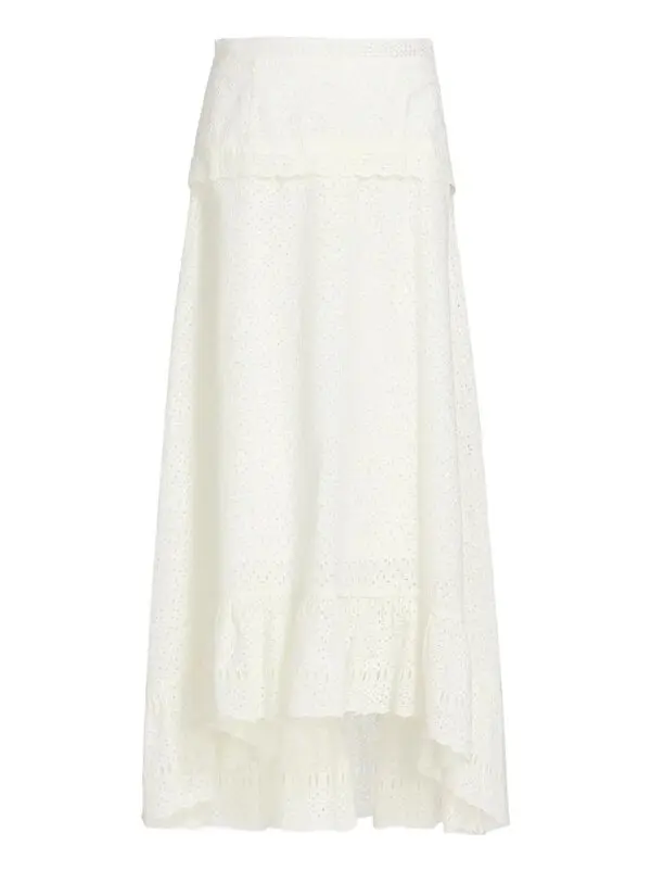Ulla Johnson Violetta High-low Cotton A-line Midi-skirt - Pristine