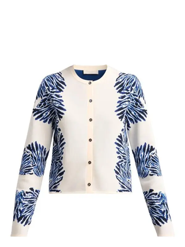 Ulla Johnson Carina Knit Jacquard Cardigan - Lapis