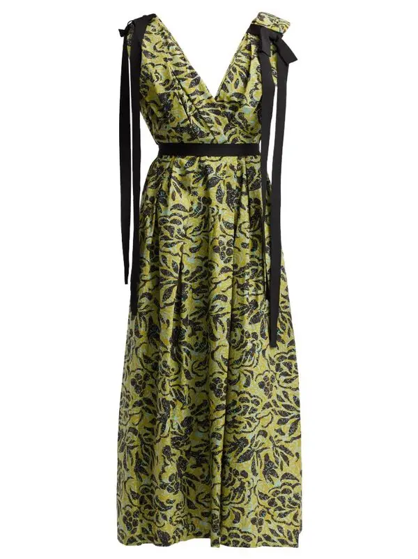 Ulla Johnson Karina Bow Midi Dress - Chartreuse