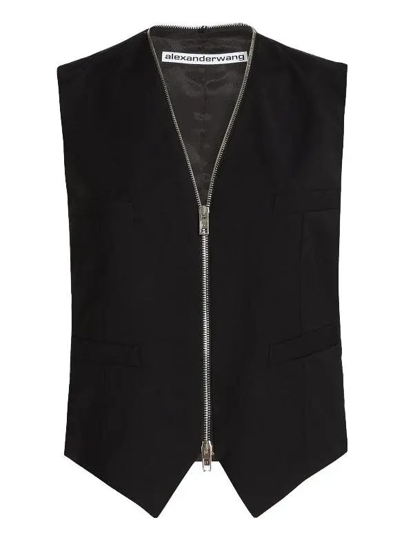 Alexander Wang Tailored Wool-blend Zip Vest - Black
