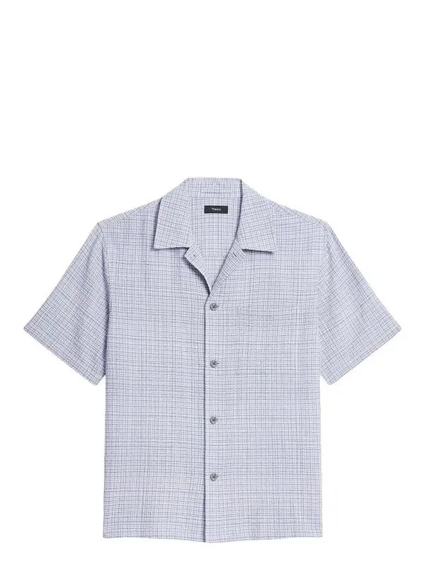 Theory Checked Textured Cotton-blend Camp Shirt - Bering Multi