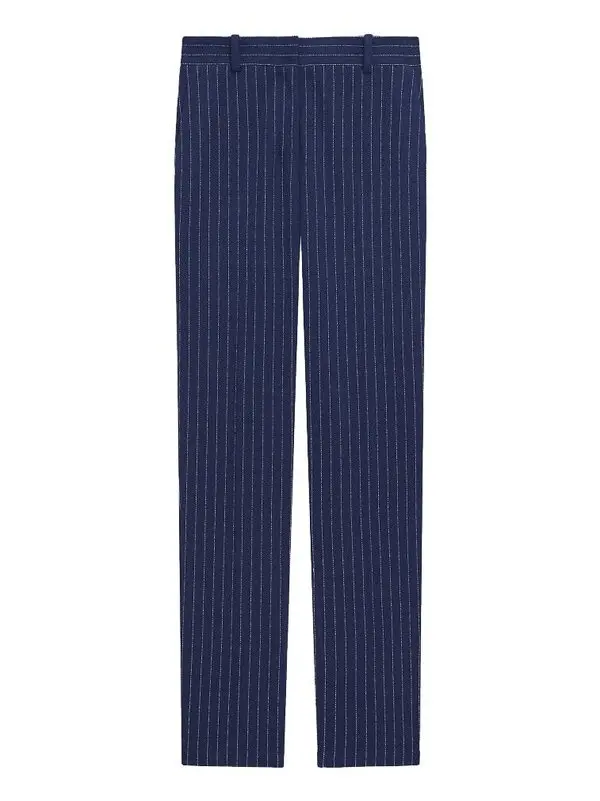 Theory Pinstriped Crepe Slim-fit Pants - Navy Multi