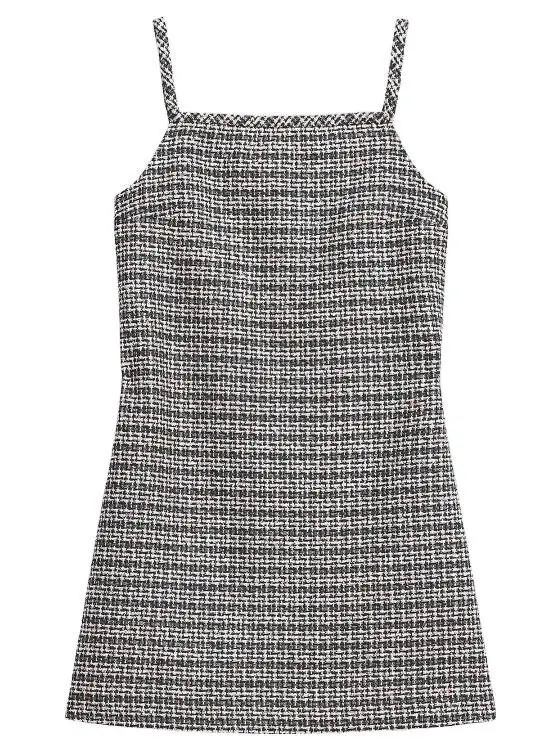 Theory Plaid Mini Shift Dress - Shale Multi