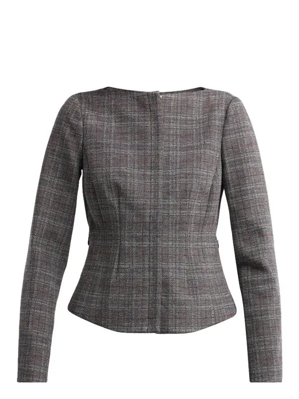Theory Plaid Tweed Jacket - Wine Multi
