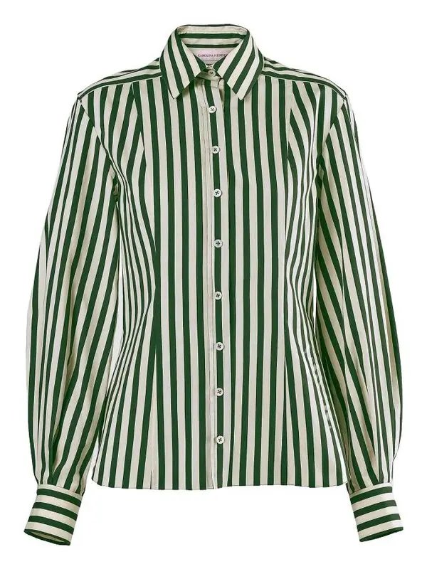 Carolina Herrera Isabella Striped Cotton-blend Shirt - Ivory Multi