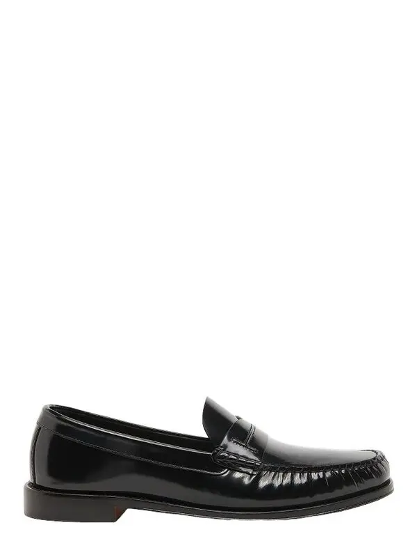 TOM FORD Burnished Leather Penny Loafers - Black