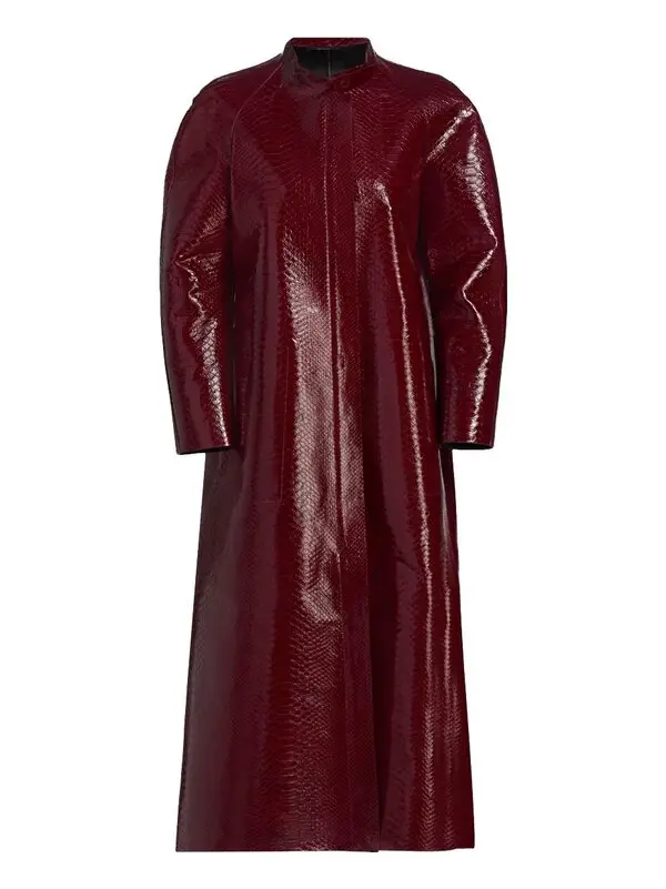 TOM FORD Snake-embossed Leather Biker Coat - Ruby Red