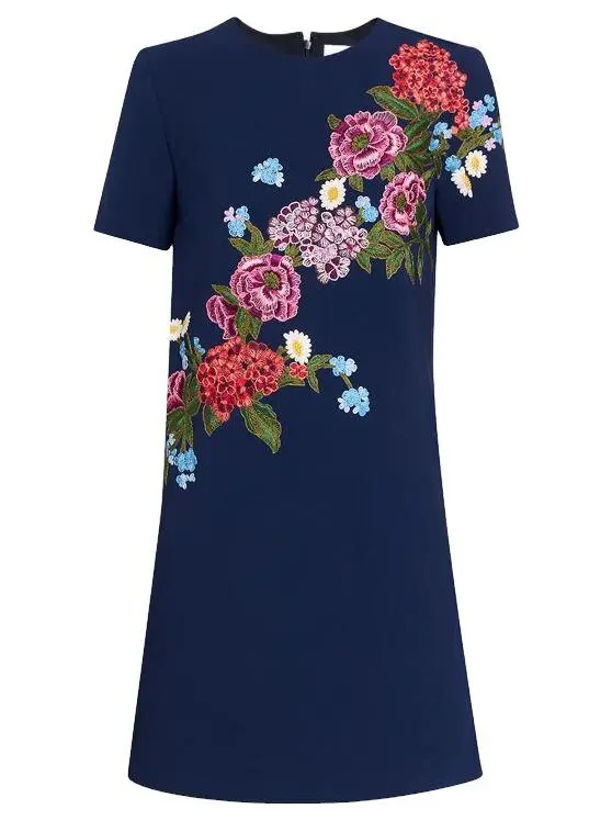Carolina Herrera Floral Shift Mini Dress - Midnight