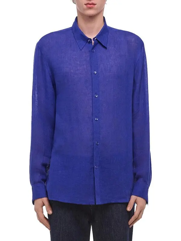 Helmut Lang Linen-gauze Relaxed-fit Shirt - Pacific Blue