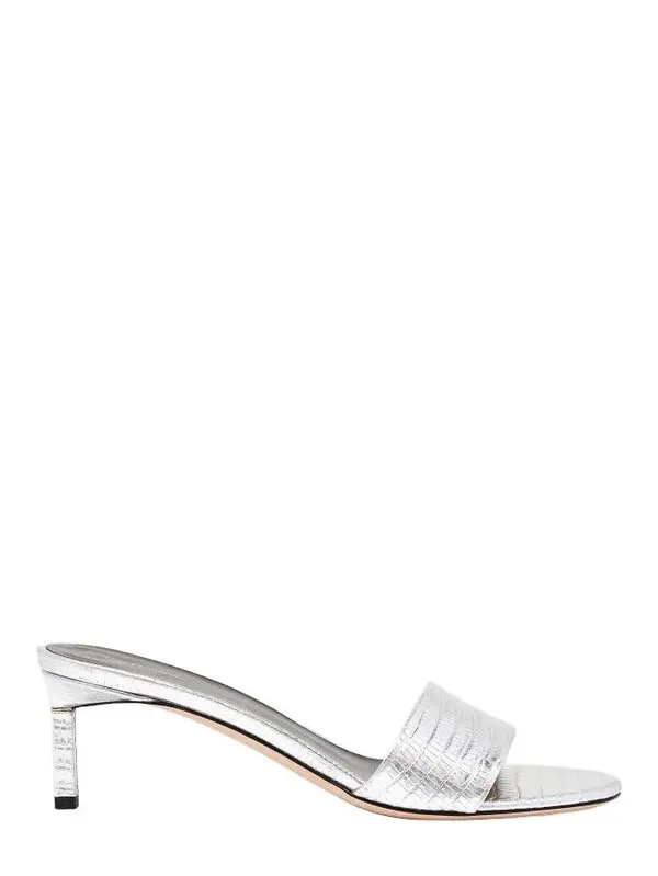TOM FORD 55mm Croc-embossed Leather Kitten-heel Mules - Silver