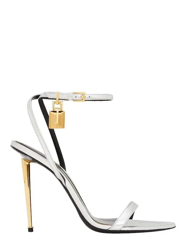 TOM FORD 105mm Metallic Leather Stiletto Sandals - Silver