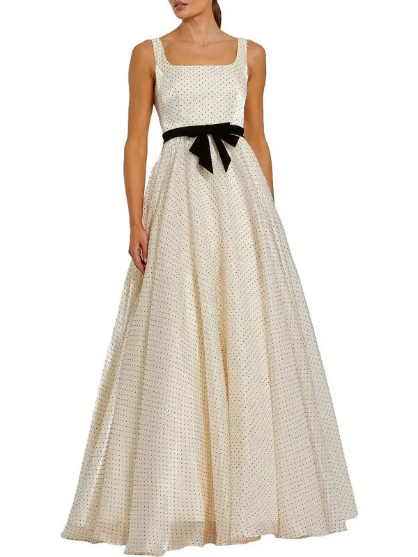 Mac Duggal Polka Dot Organza Fit & Flare Ball Gown - Ivory