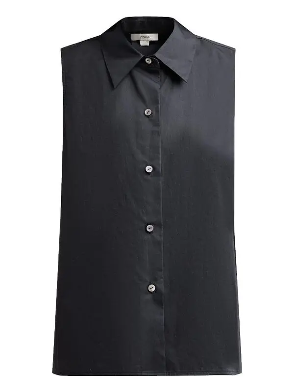 Vince Relaxed Sleveless Button-front Top - Ink