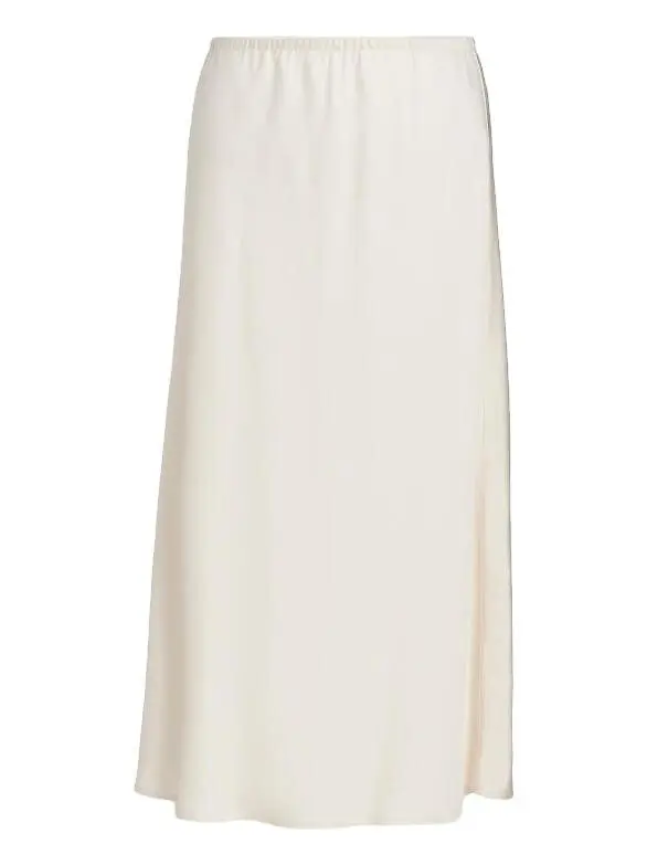 Vince Lace-trim Satin Midi-skirt - Creme