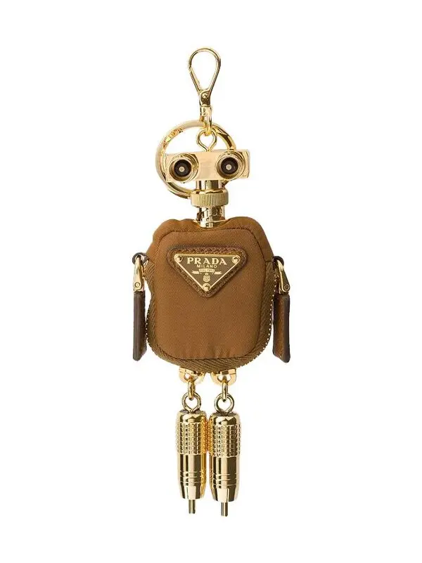 Prada Re-nylon Robot Bag Charm - Brown
