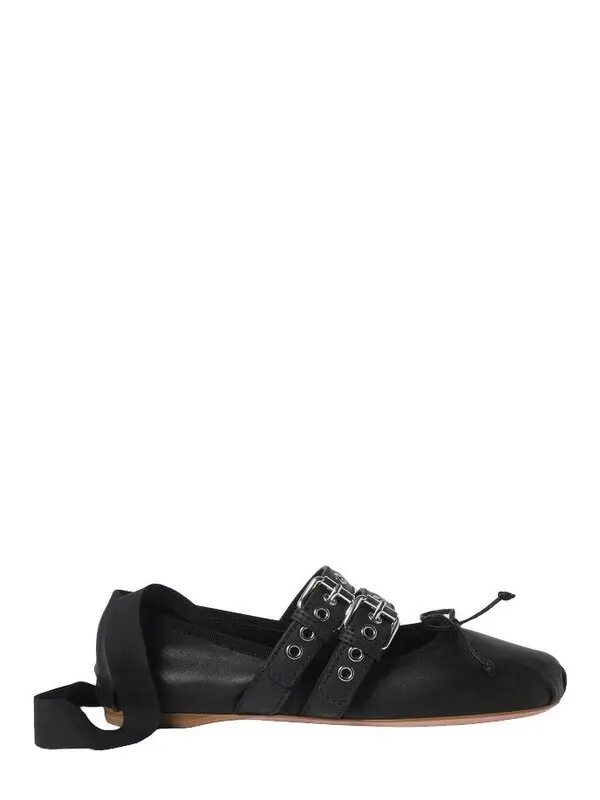 Miu Miu Nappa And Calf Leather Ballerinas - Black