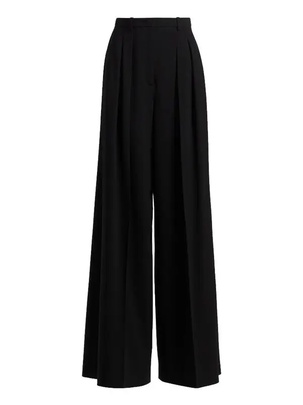 Michael Kors Shannon Pleated Virgin Wool High-rise Pants - Black