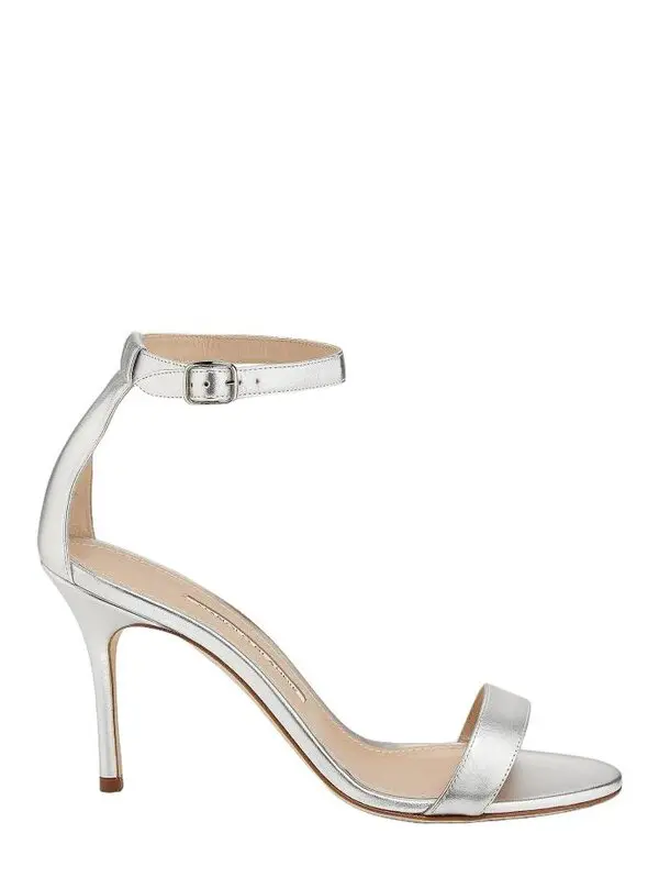 Manolo Blahnik Chaos Metallic Leather Sandals - Silver