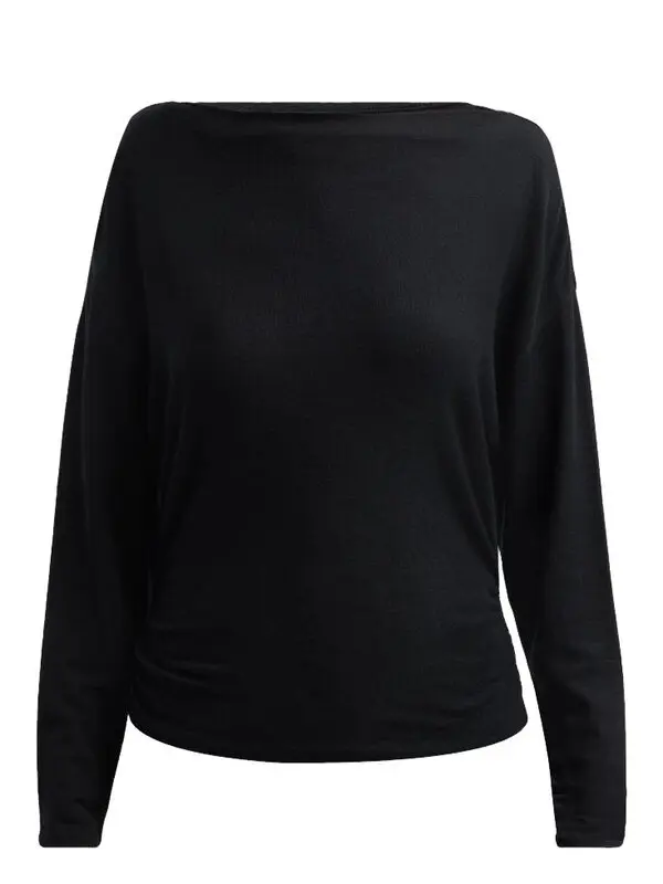 Vince Ruched Wool-blend Long-sleeve Top - Black