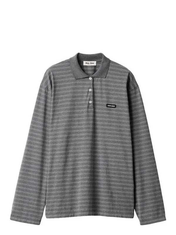 Miu Miu Cotton Jersey Polo T-shirt - Grey